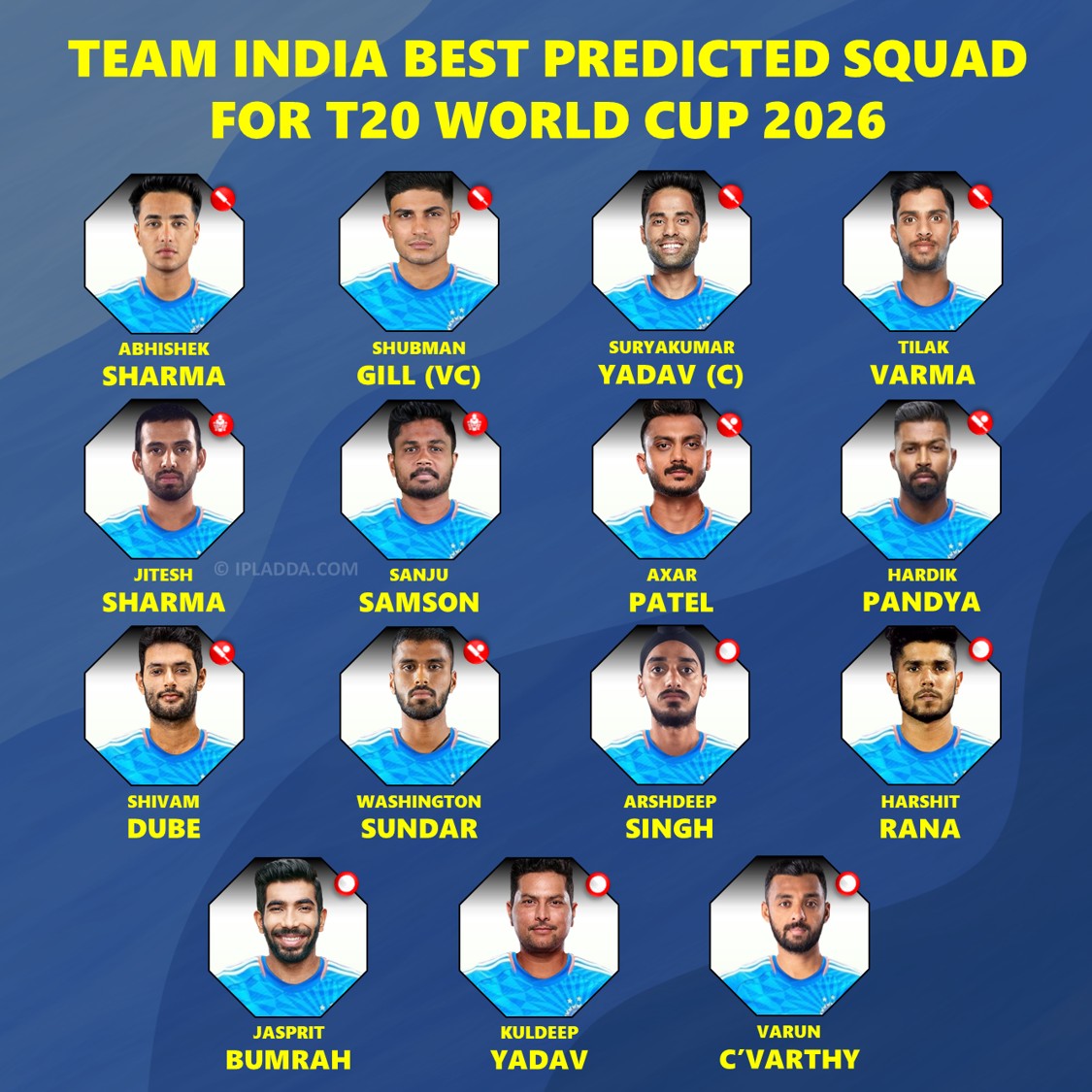T20 World Cup 2026 Team India Confirmed 15 Players Squad List